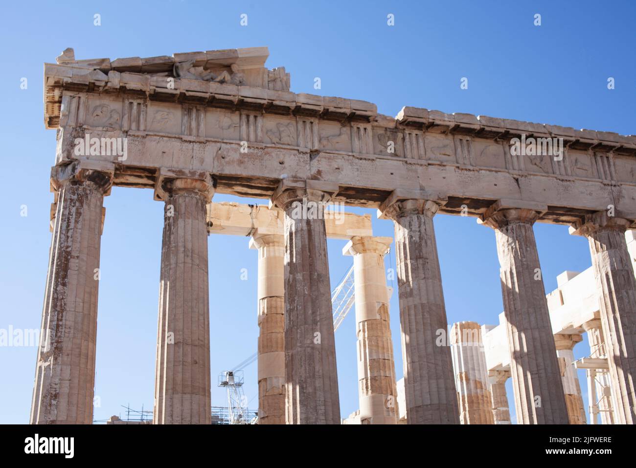 view on parthenone athens from small real parts, reconstruction in ...
