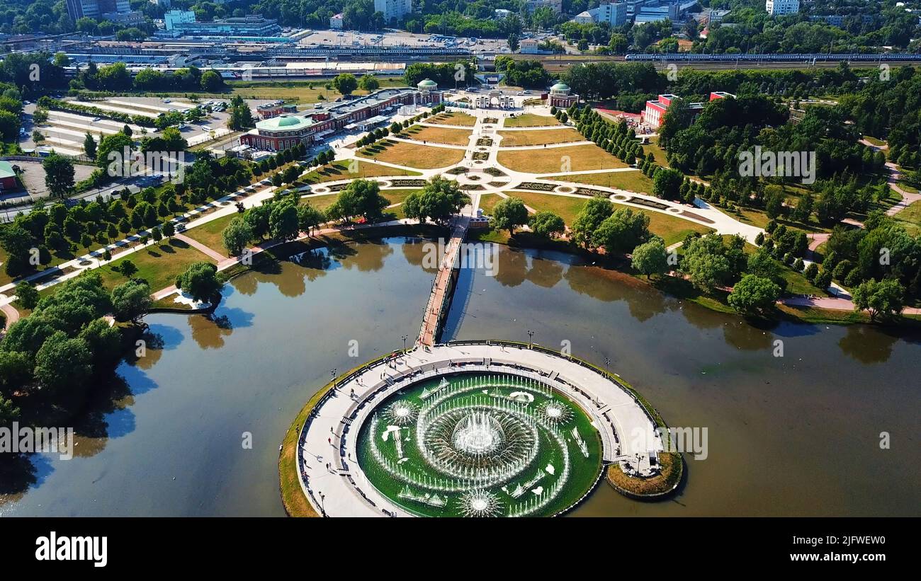 Bird's-eye view.Creative.A beautiful summer landscape from a height ...