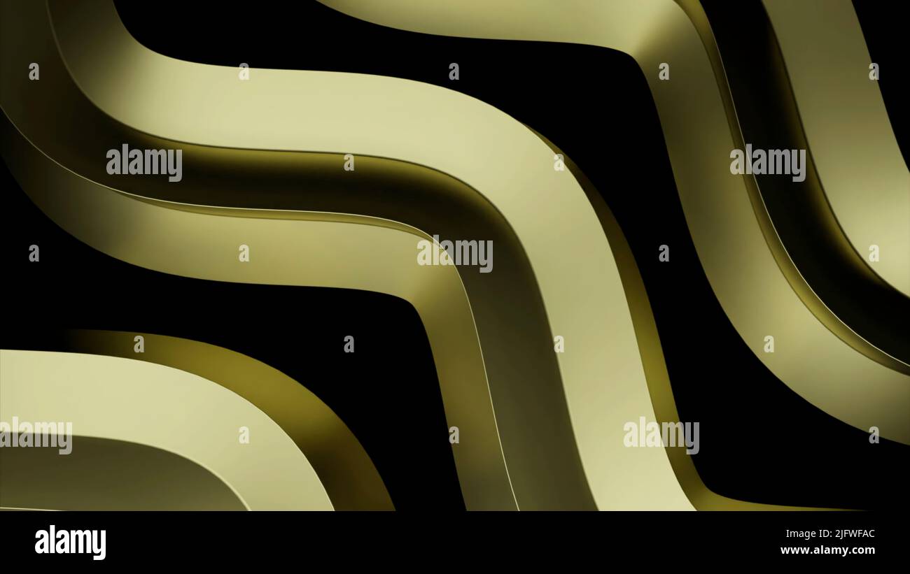 Metallic 3D rotating and bending lines, game of light and shadow ...