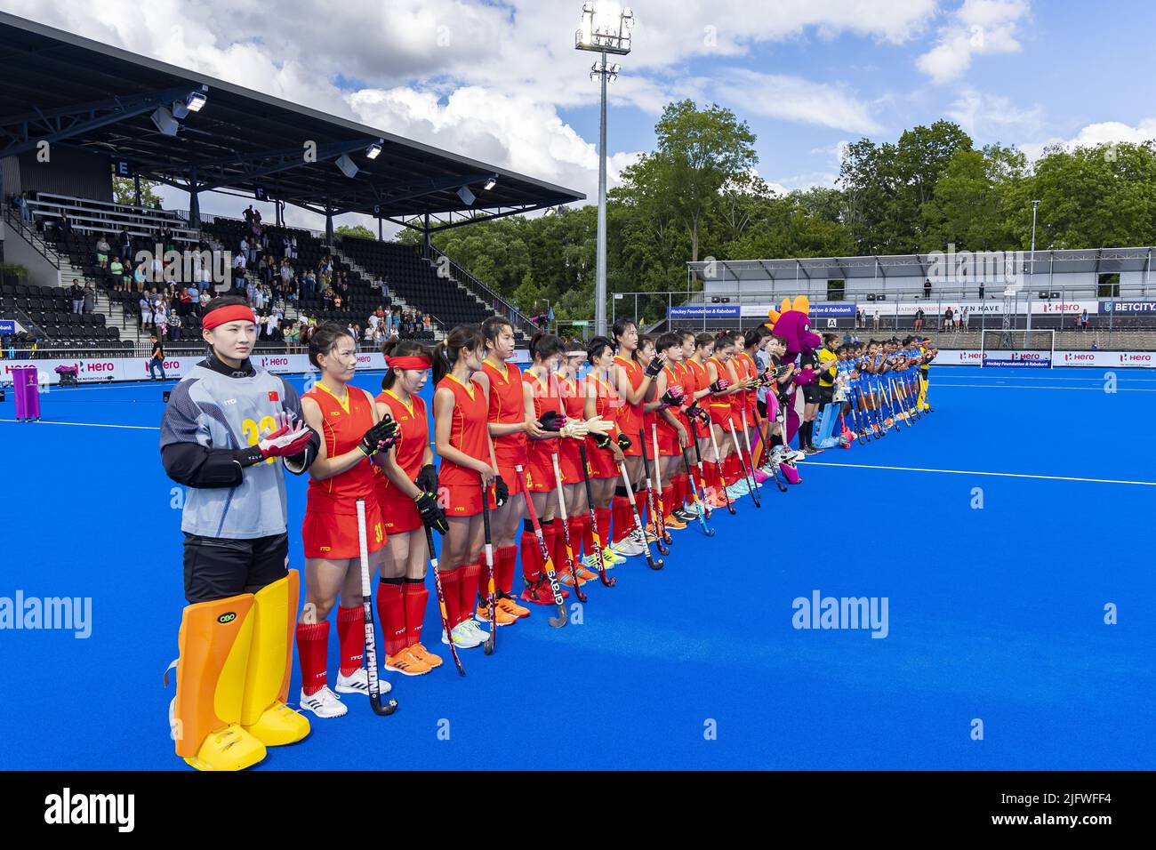 AMSTERDAM - Team lineup during the game between India and China at the ...