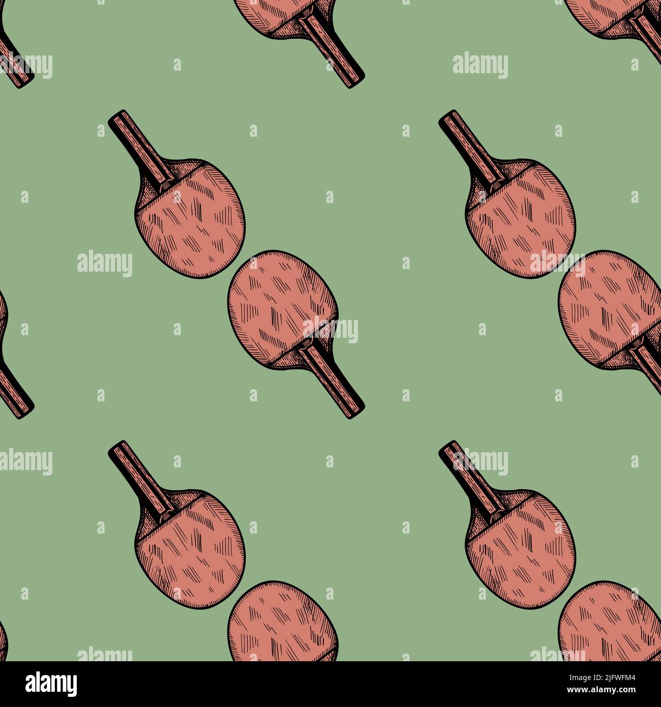 Ping pong racket sketch seamless pattern. Vintage sport elements for ...