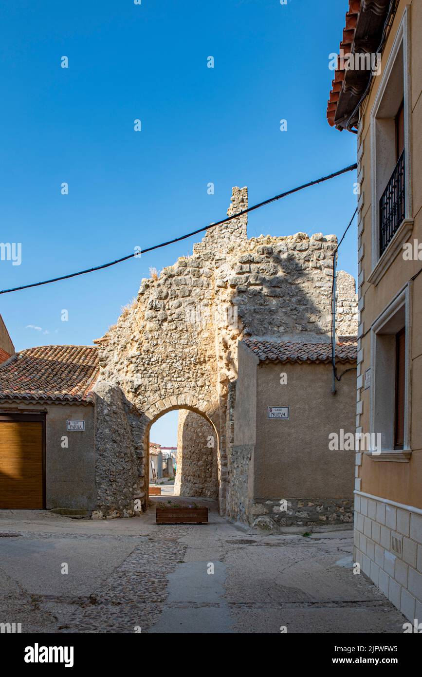 view of one of the entrance gates to the walled medieval town of Urueña ...