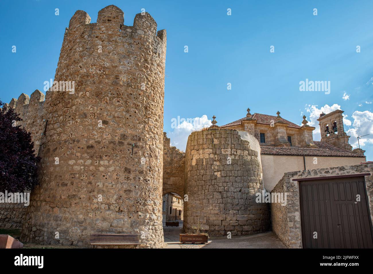 view of one of the entrance gates to the walled medieval town of Urueña ...