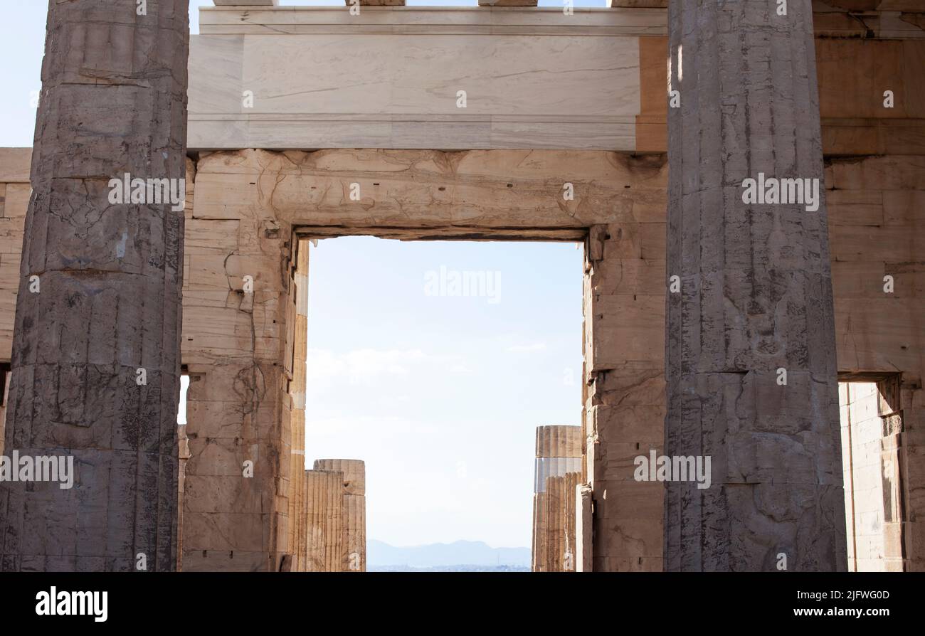 view on parthenone athens from small real parts, reconstruction in ...