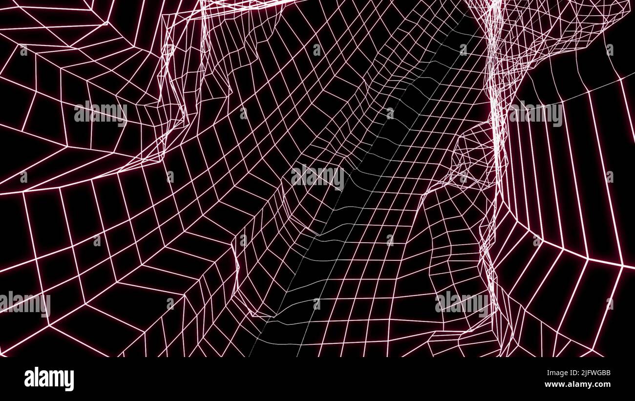 Dark background.Design.A bright cobweb pink corridor in abstraction ...