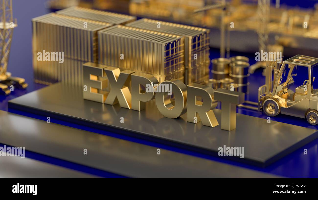Ship export. Seaway container ship export concept. 3D rendering Stock ...