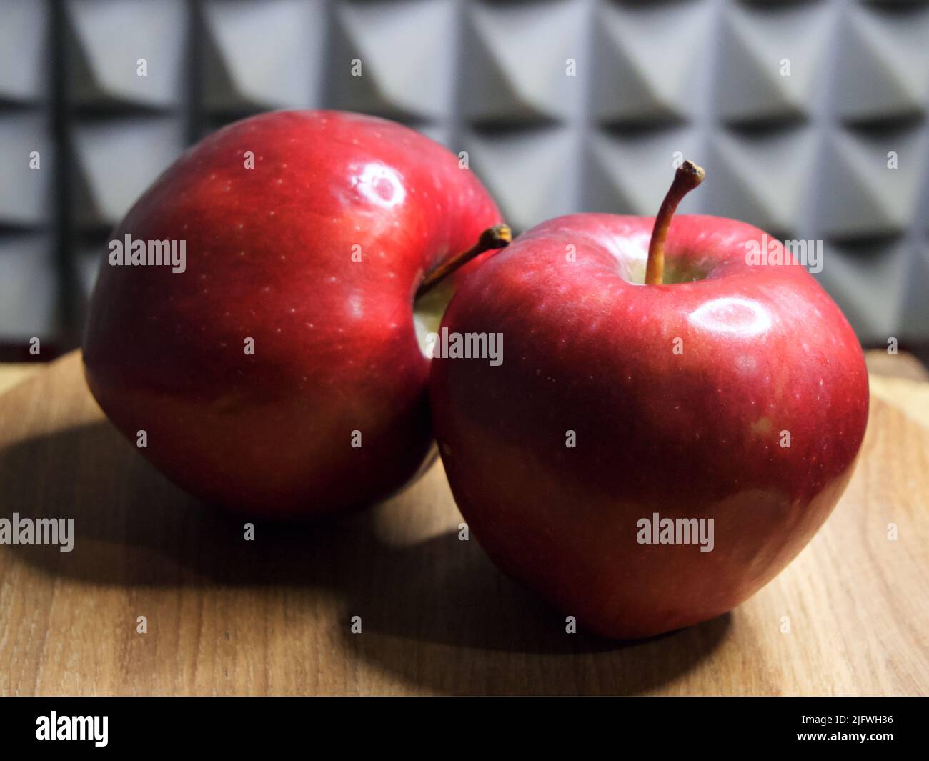 Two red apples of the red chief variety, a close-up shot Stock Photo ...