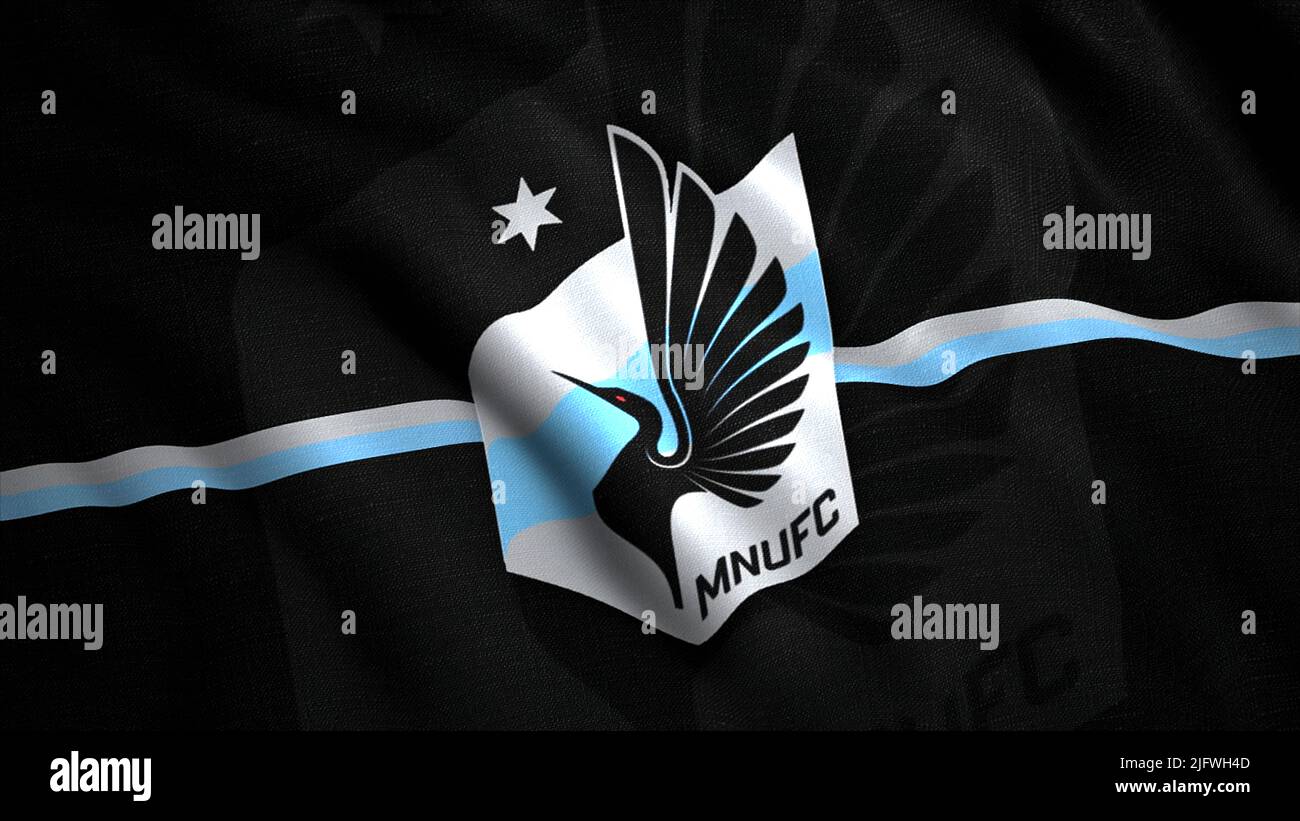 The emblem of Minnesota United.Motion. A bright symbol on the flag of ...