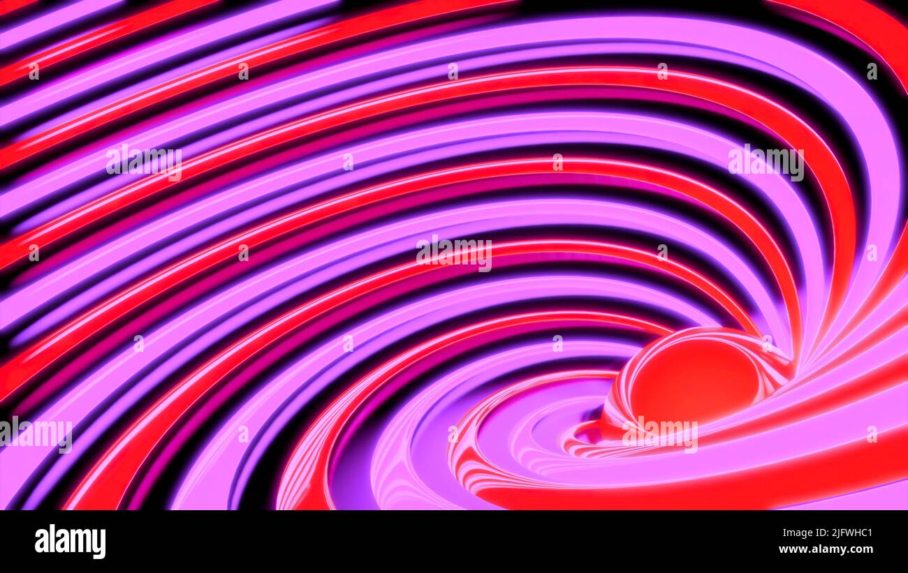 Abstract background with animated hypnotic hurricane of pink and red ...