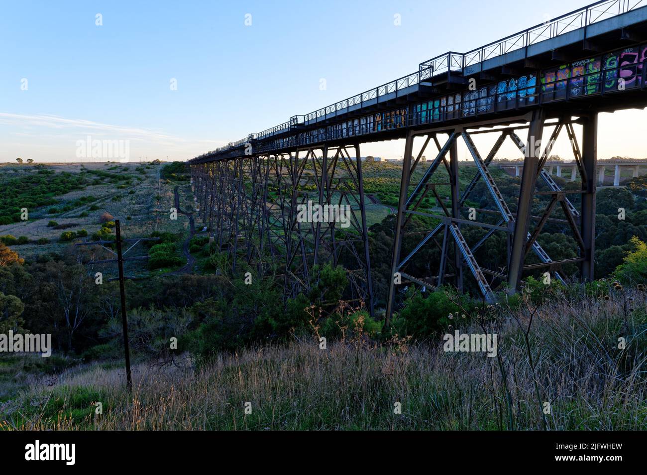 Maribyrnong River Viaduct rail bridge, 10km north of Melbourne ...