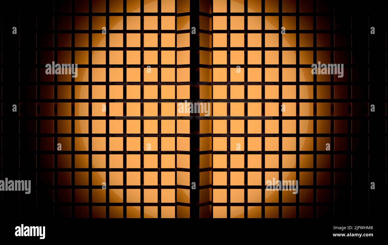 Abstract chequered wall background with a round shaped spotlight ...