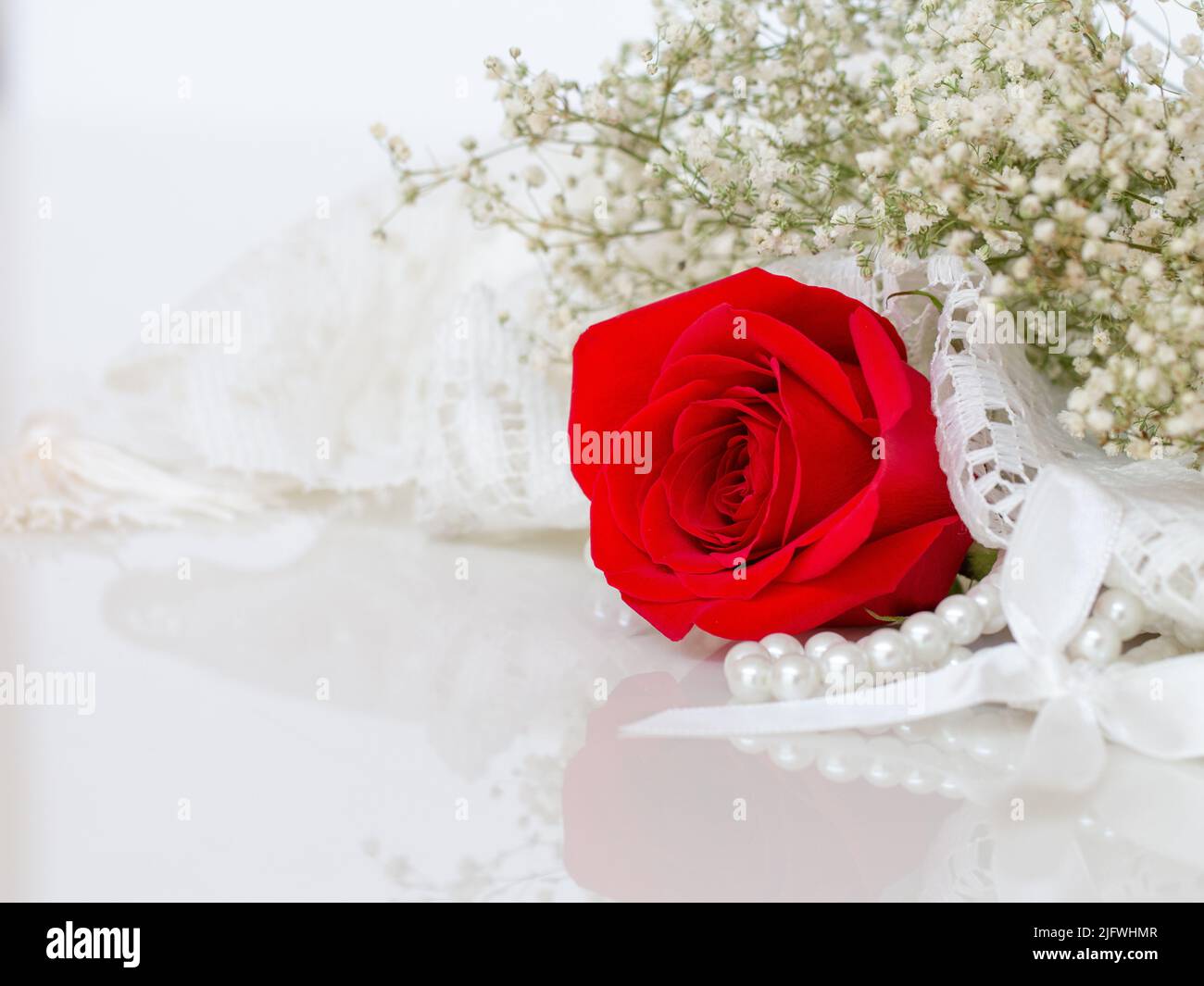 Red Rose Bouquet With Pearls