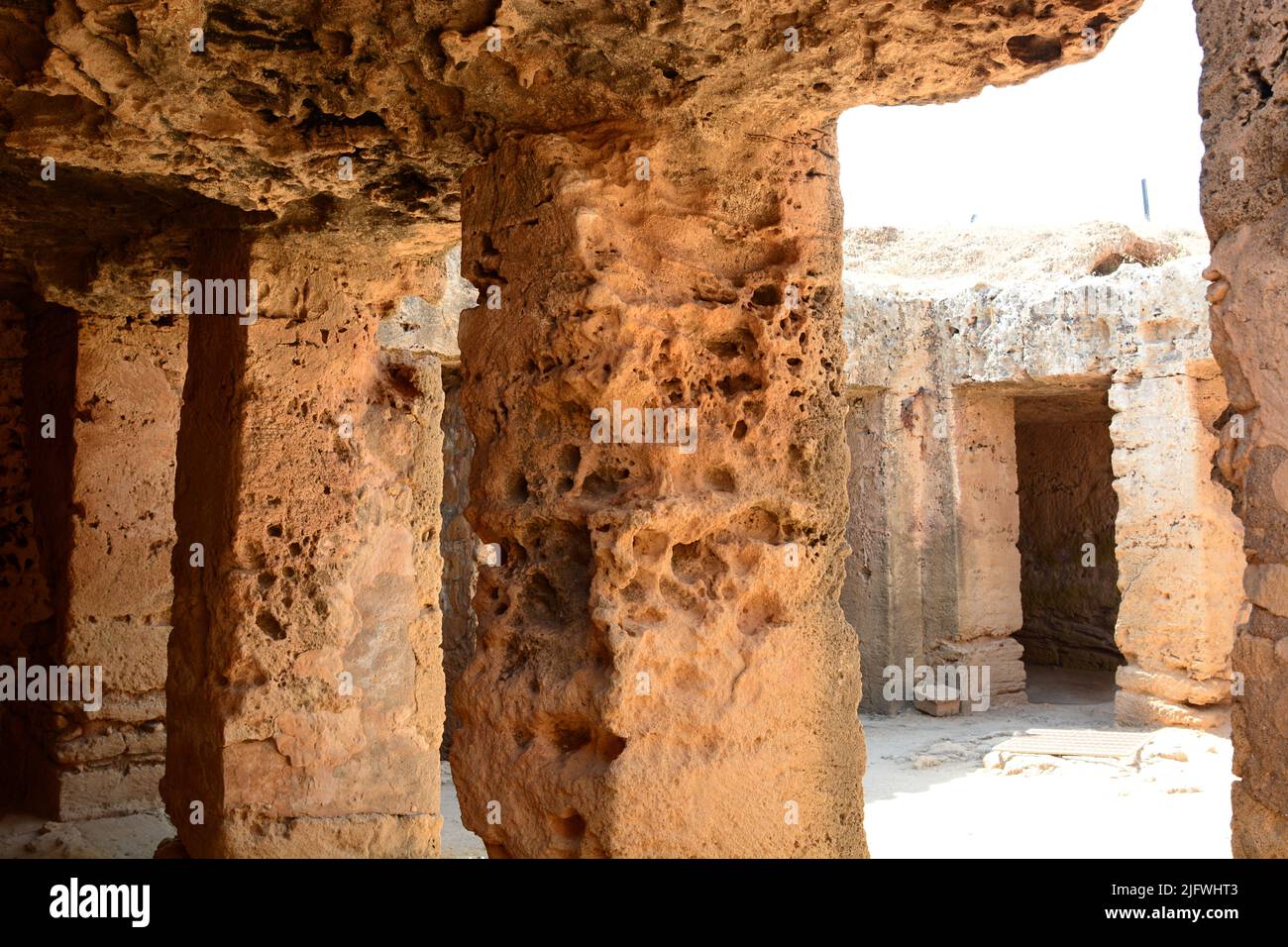 Interior view of Tomb n°5. Tombs of the kings. Paphos. Cyprus Stock ...