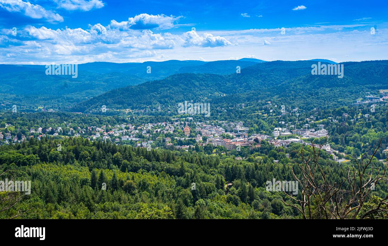 View of the spa town of Baden Baden and the Black Forest. Seen from the ...