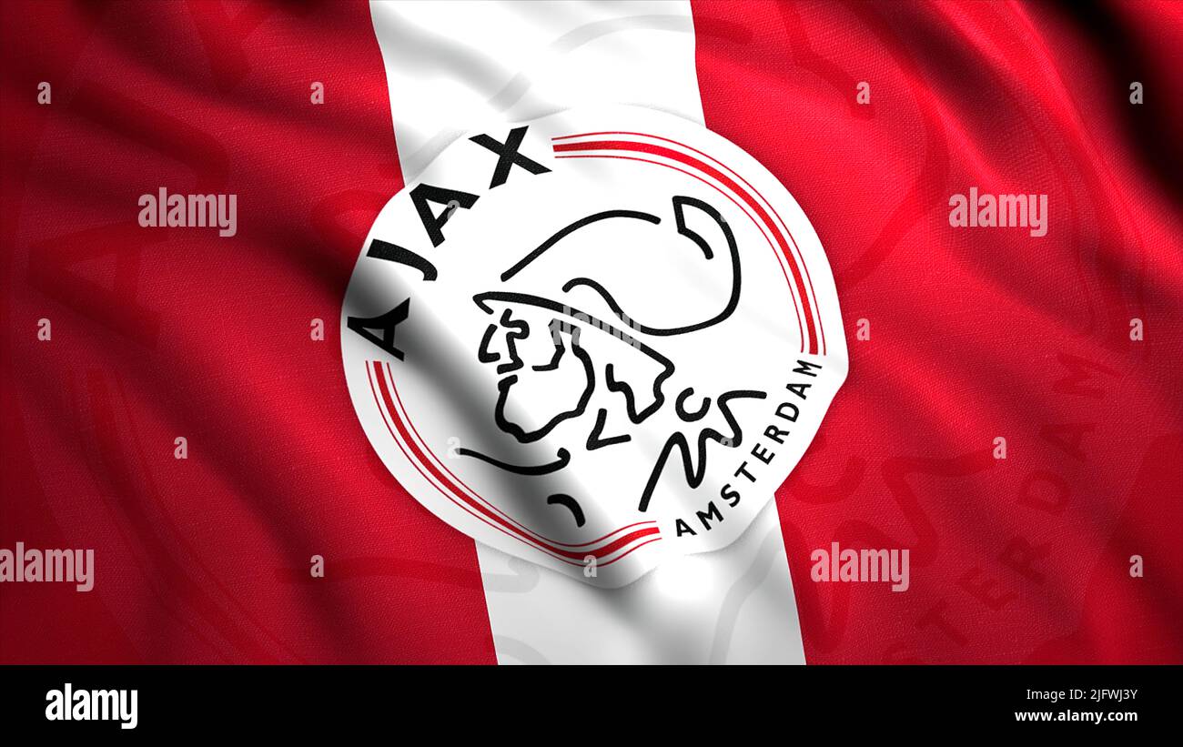 The Ajax emblem.Motion.A bright symbol on the canvas of the Dutch ...