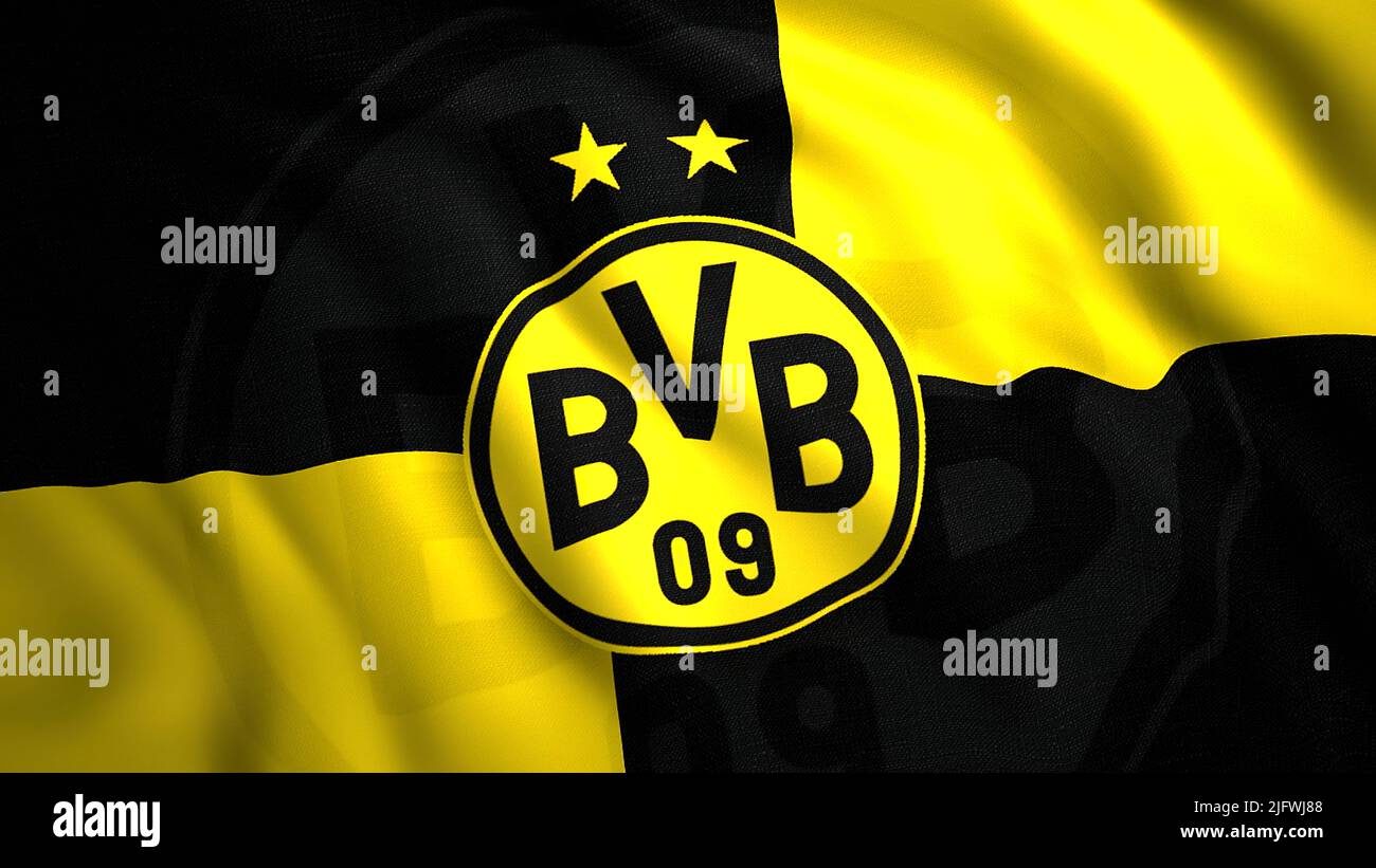 The symbol of the football team in the form of a flag.Motion ...