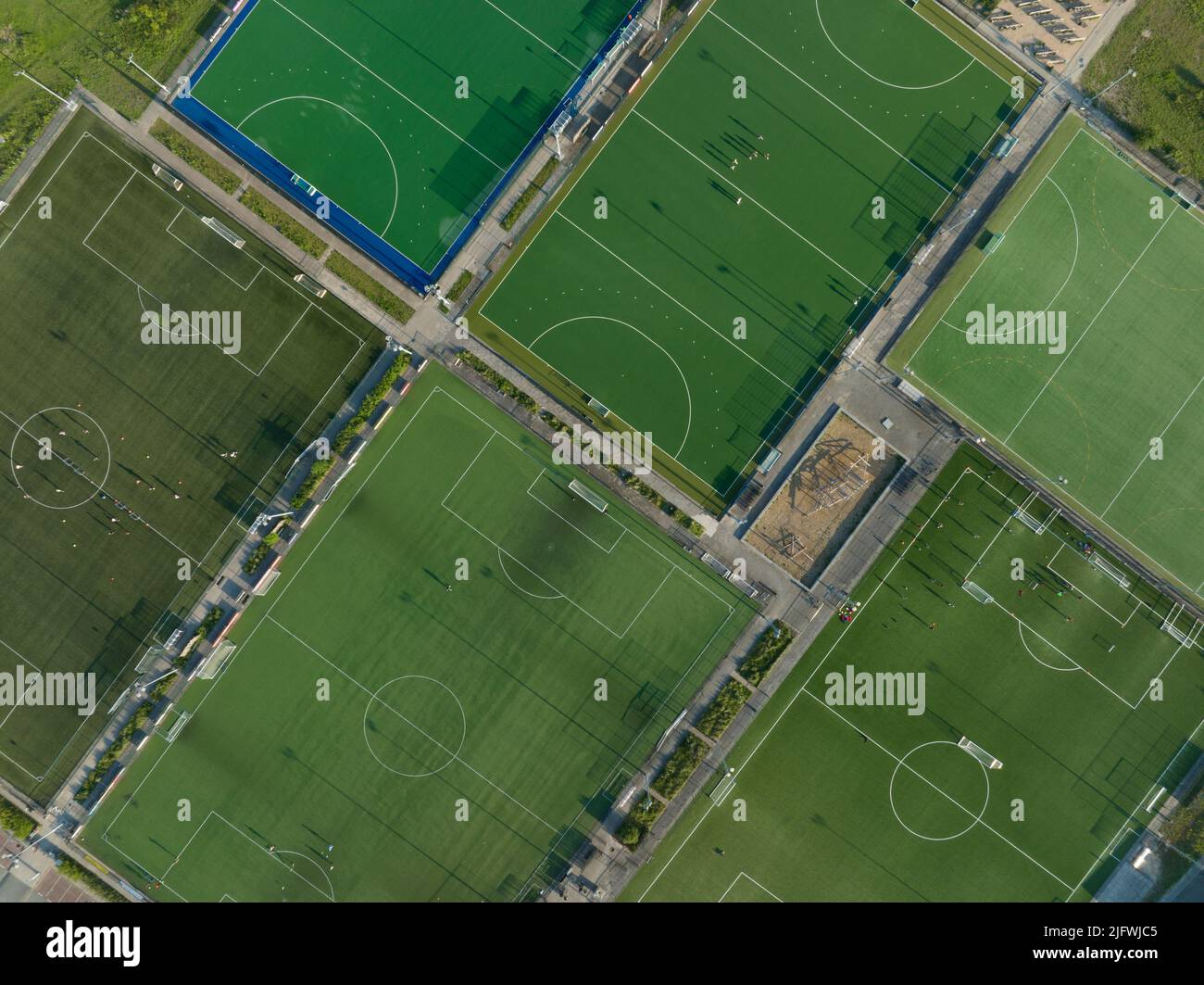 Recreational green grass active sports hockey and football fields ...