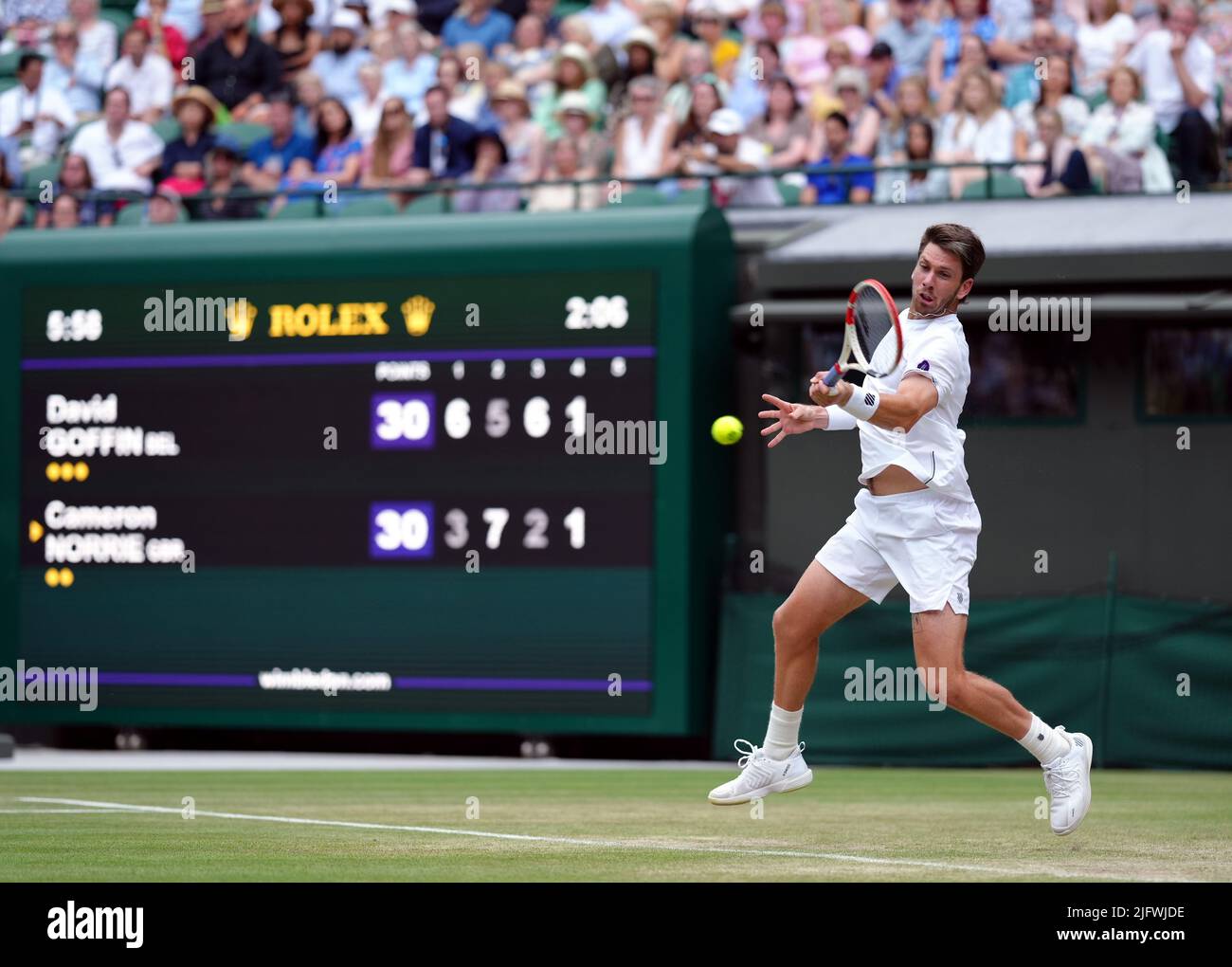 Cameron Norrie in action during his Gentlemen's Singles quarter-final ...