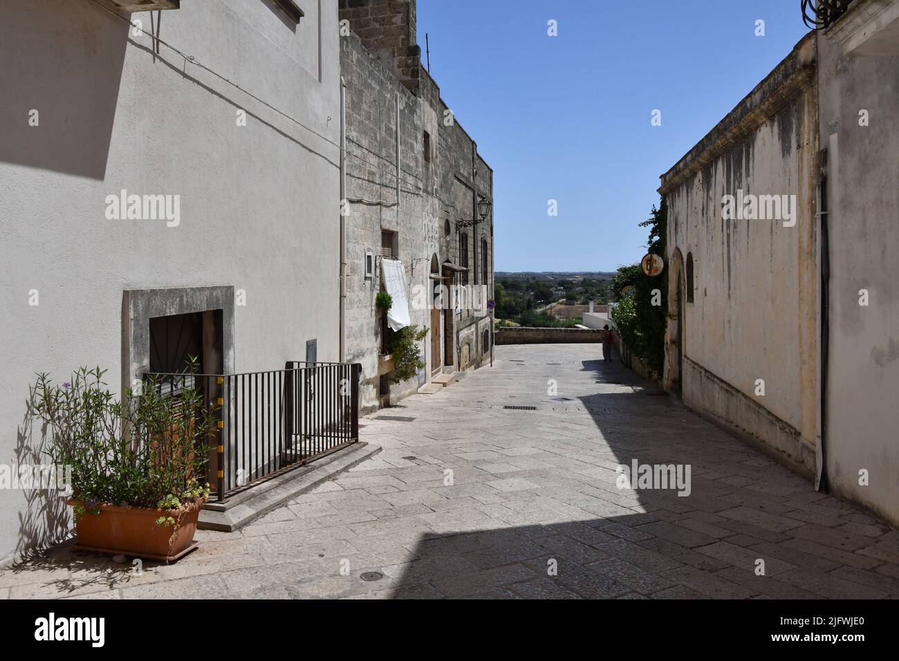 A street in the historic center of Specchia, a medieval town in the ...