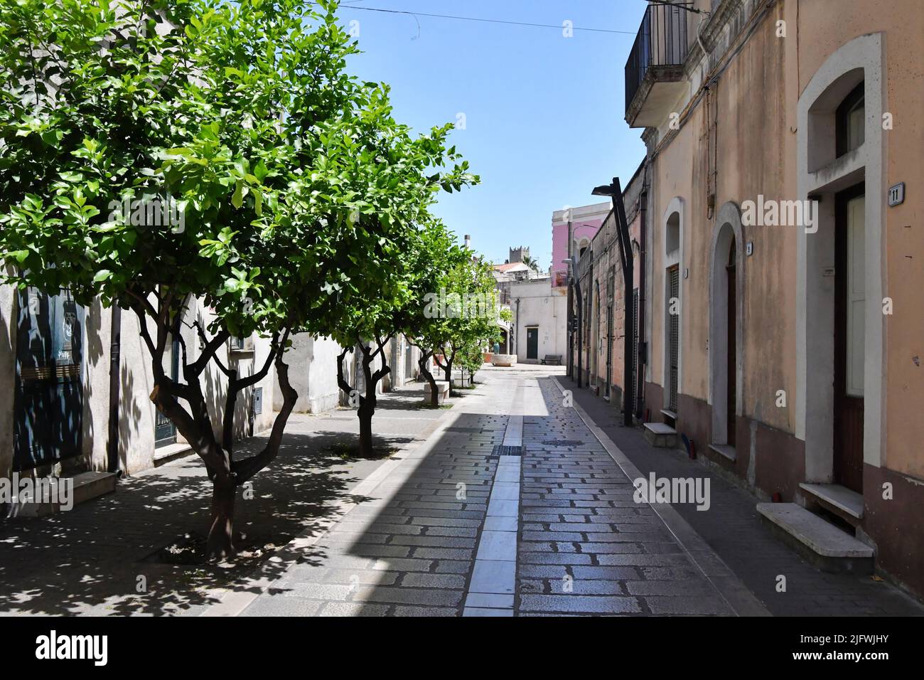 A street in the historic center of Specchia, a medieval town in the ...
