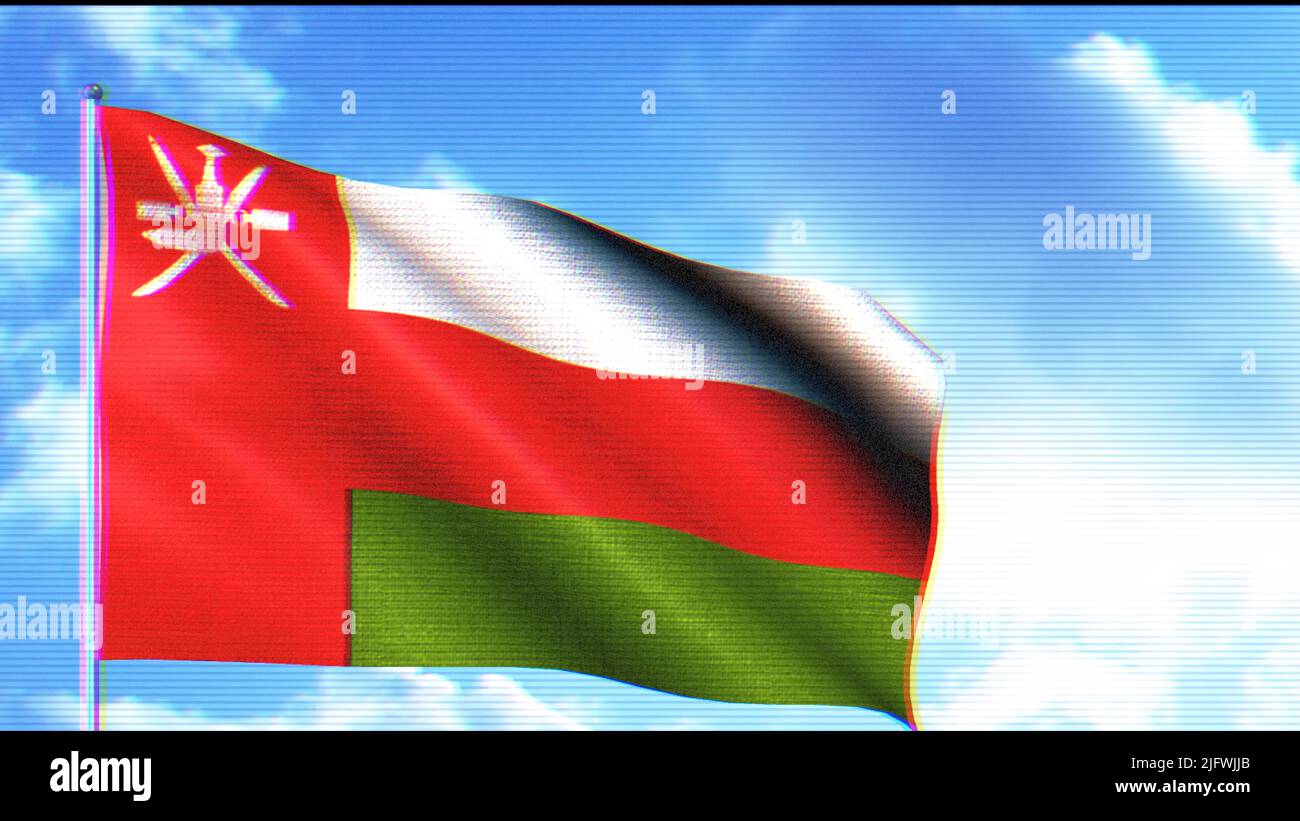 Country flag with TV effect. Motion. Flag developing on background sky ...