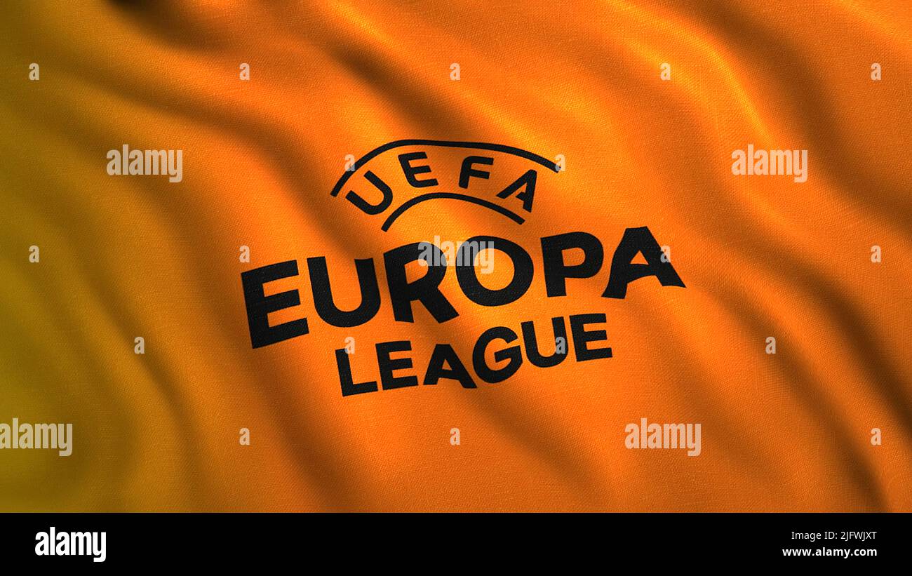 Flag of Football League of Europe. Motion. 3D animation of waving flag ...