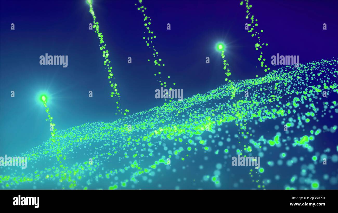 Blue background.Motion.Bright white stars that shimmer and shine fly on ...