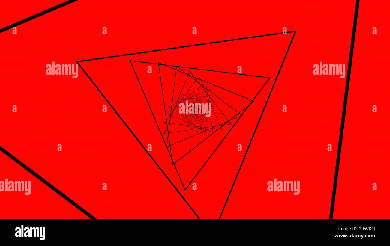Rotating triangles with spiral in center. Design. Geometric spiral of ...