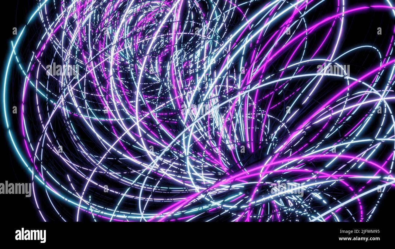 Rotating Vortex Of Colorful Lines On Black Background Design Glowing Energy Vortex Of Tangled
