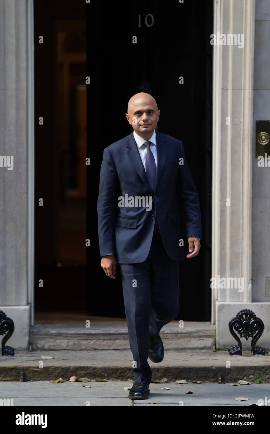 File photo dated 15/09/21 of Health Secretary Sajid Javid leaving 10 ...