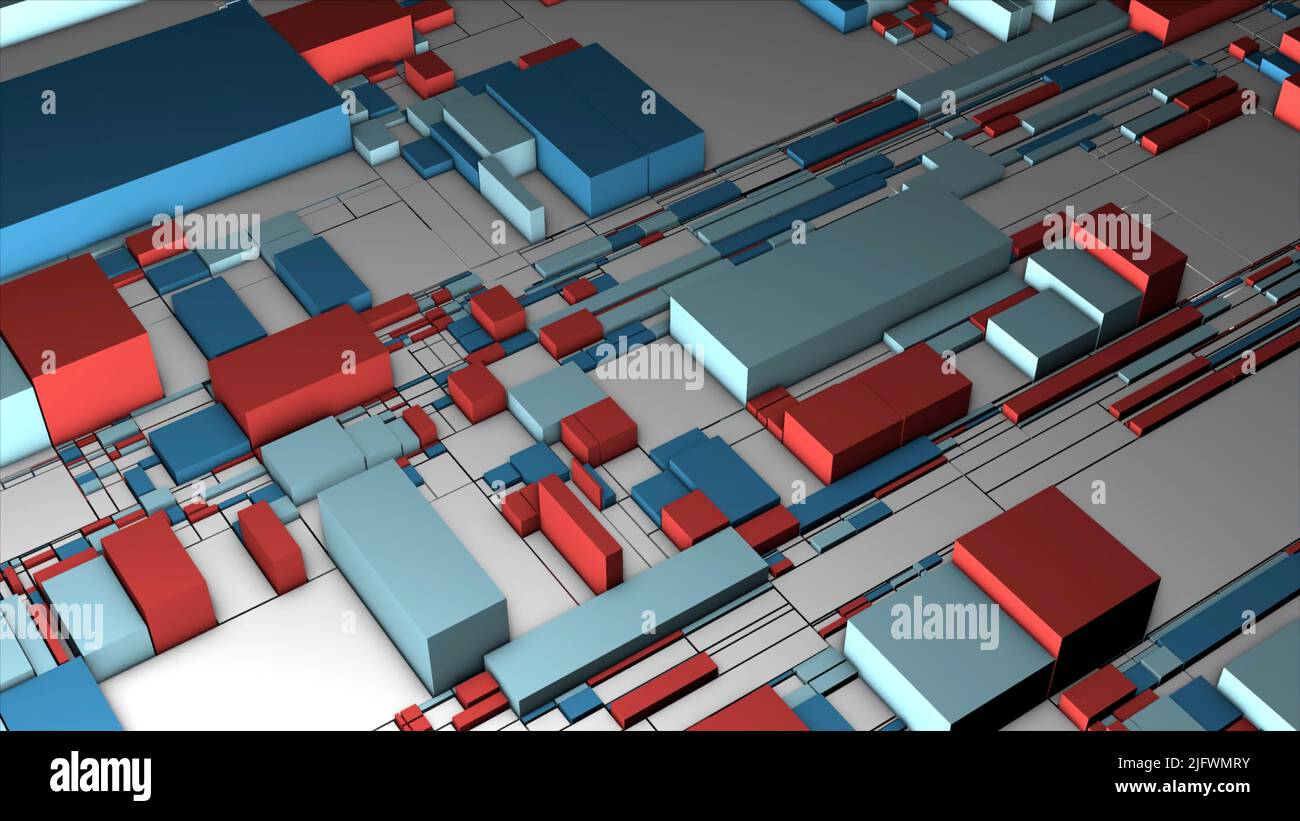 Abstract colorful geometric 3D rectangles, expanding surface. Motion ...