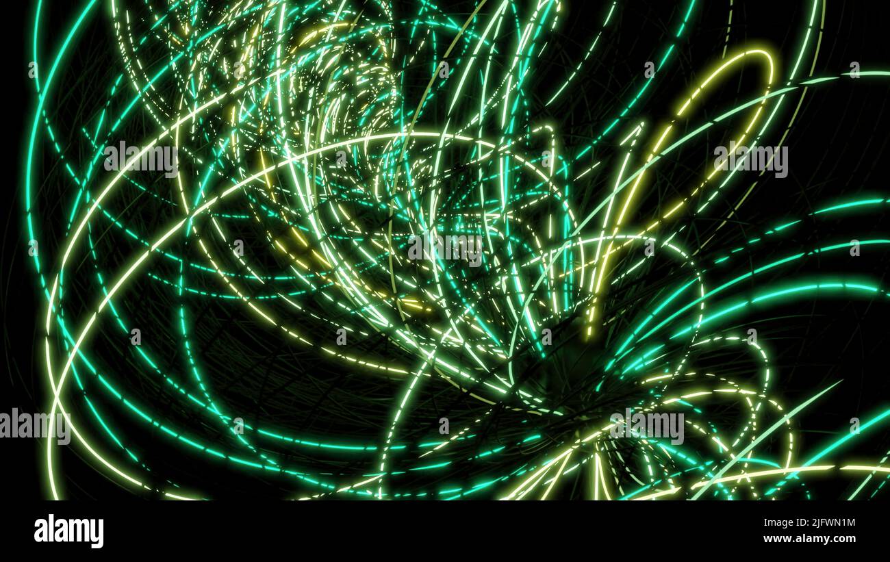 Rotating Vortex Of Colorful Lines On Black Background Design Glowing Energy Vortex Of Tangled