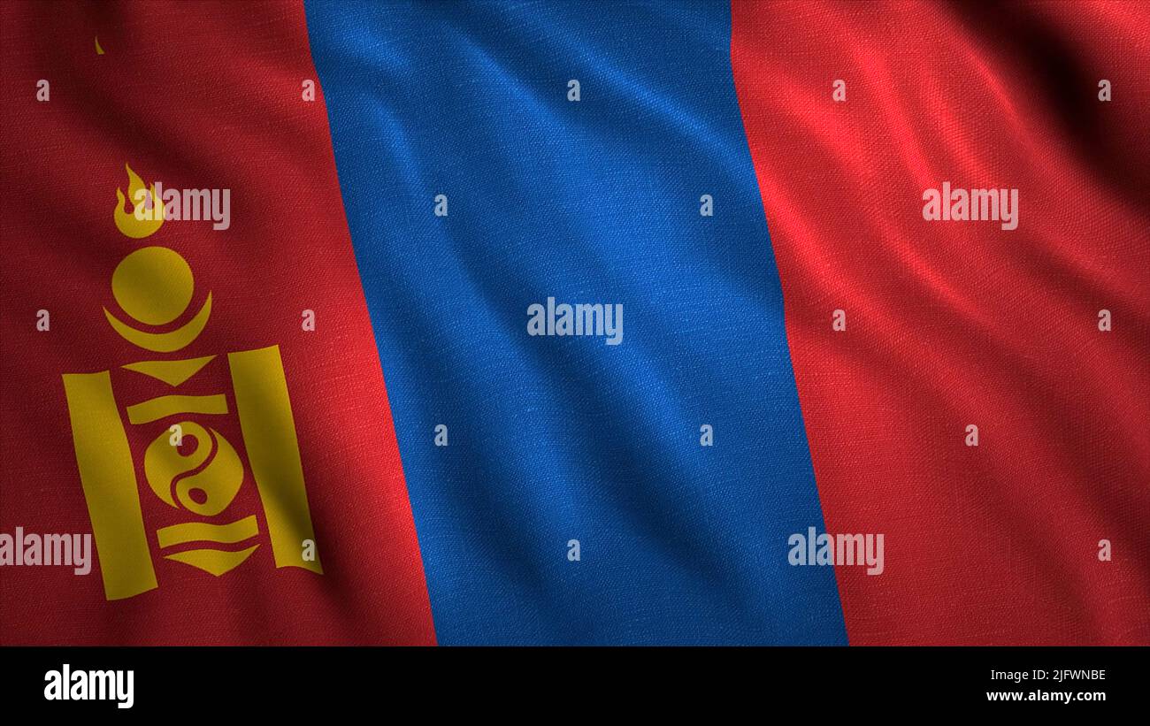 Mongolia flag waving in the wind. Motion. National theme, 3D colorful ...