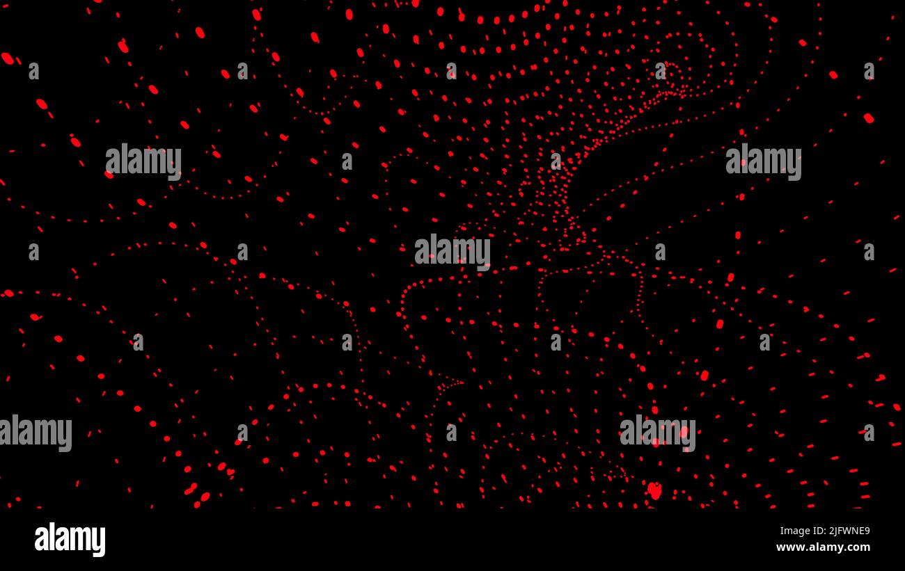 Abstract glowing fiber lines of same size tiny dots. Design. Bended ...