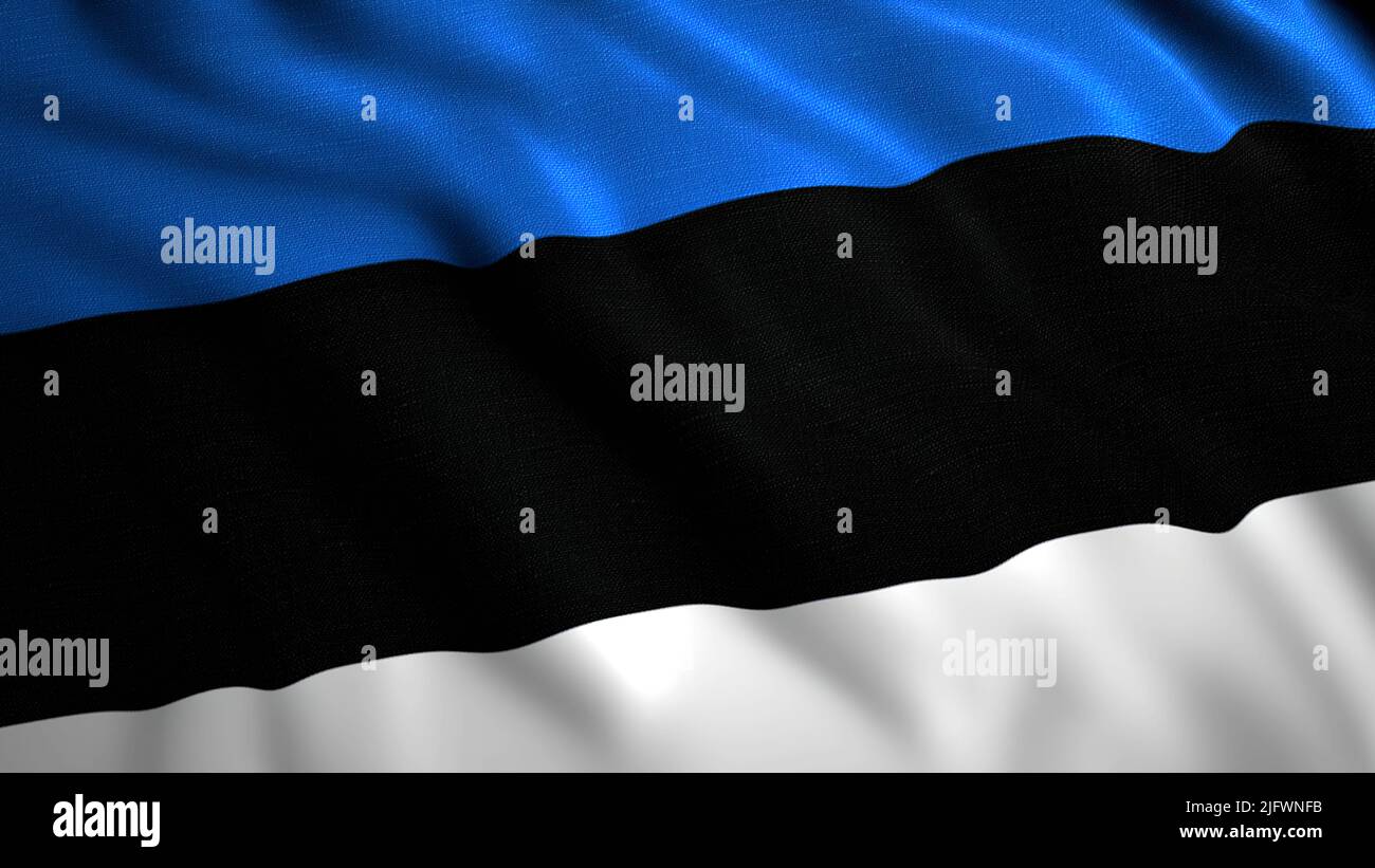 Abstract tricolor flag of Estonia country waving in the wind. Motion ...
