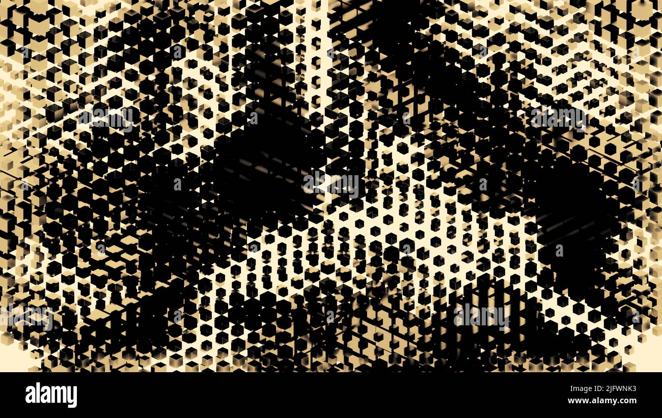 Distorted movement of grid, light and shadow. Design. Black stains ...