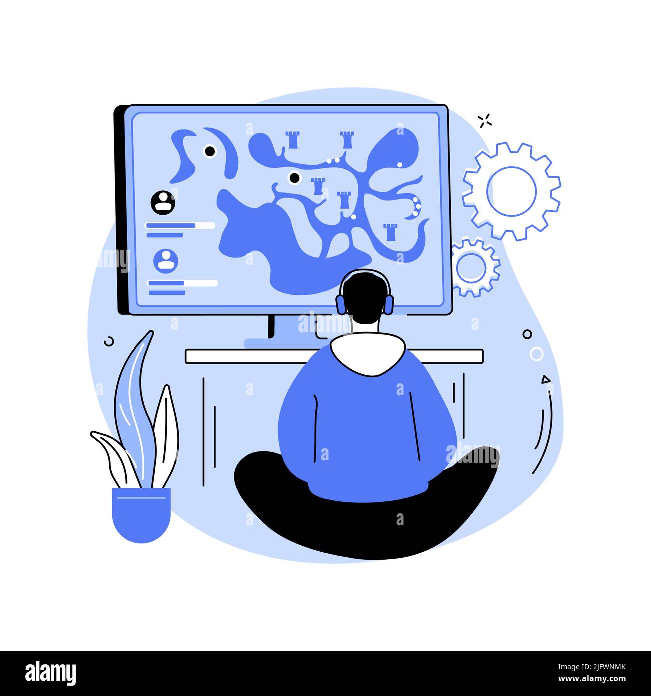 Computer video games isolated cartoon vector illustrations Stock Vector ...