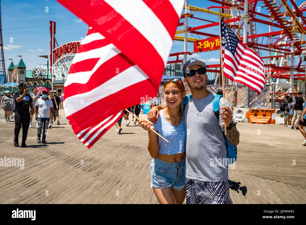 New York, New York, USA. 4th July, 2022. Showing patriotism on the ...