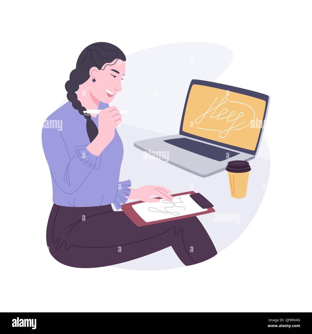 Calligraphy isolated cartoon vector illustrations Stock Vector Image ...