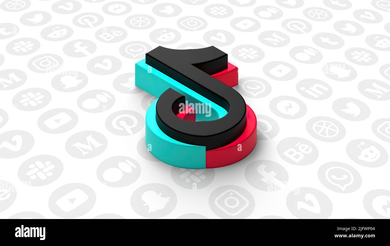 The tik tok icon. Motion.White background with a note in the middle ...