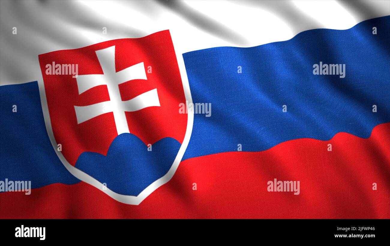 Flag of Slovakia.Motion.A rectangular panel consisting of three equal ...