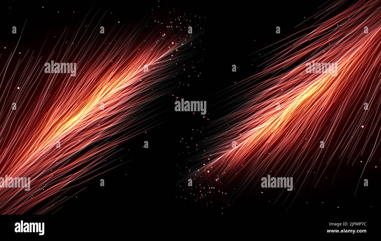 Parallel flows of energy lines on black background. Motion. Energy ...