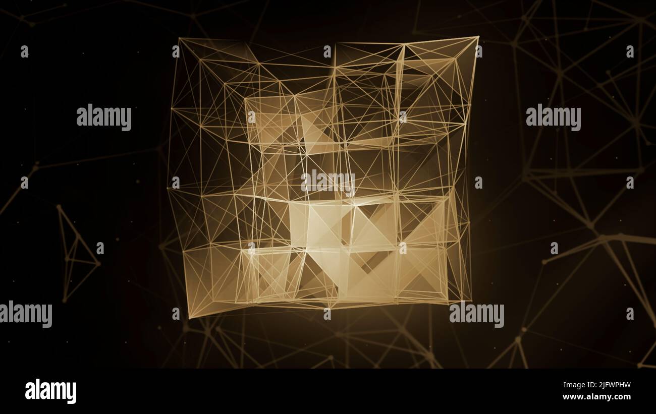 Dark background.Motion.A beautiful transparent geometric figure made in ...