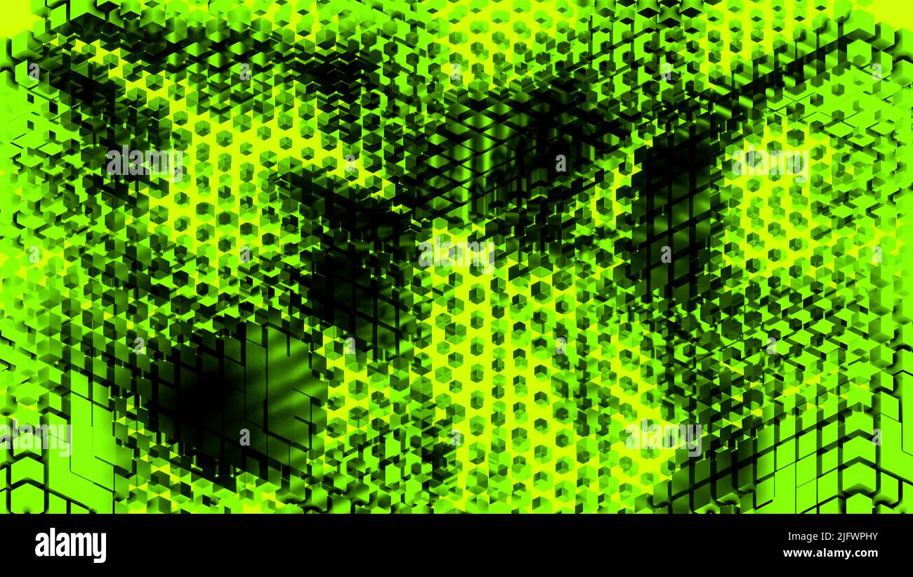 Distorted movement of grid, light and shadow. Design. Black stains ...