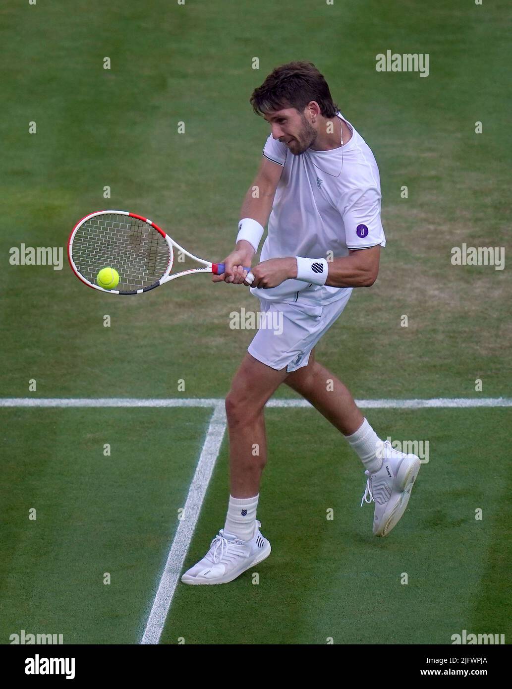 Cameron Norrie in action during his Gentlemen's Singles quarter-final ...