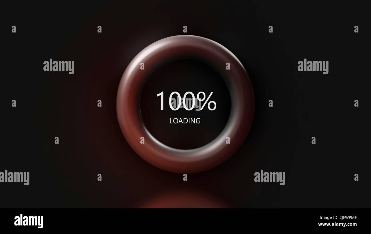 Dark background with red shades.Motion.Loading as a percentage running ...