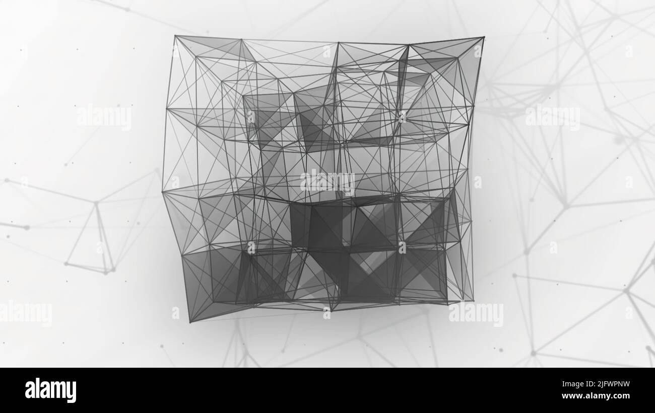 Beautiful Abstract White And Black Polygonal Surface Moving In 3d Animation Motion Dark