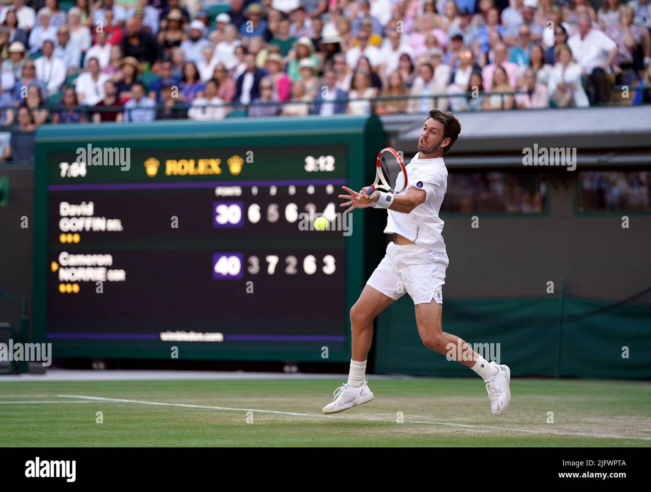 Cameron Norrie in action during his Gentlemen's Singles quarter-final ...
