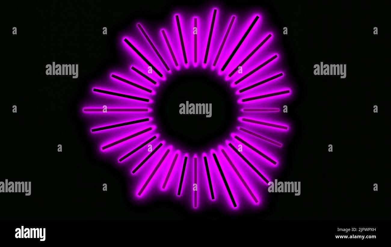 Ball with equalizers on black background. Design. Halo of bright neon ...