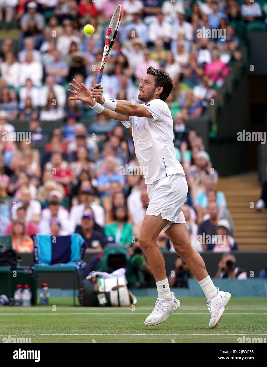 Cameron Norrie in action during his Gentlemen's Singles quarter-final ...
